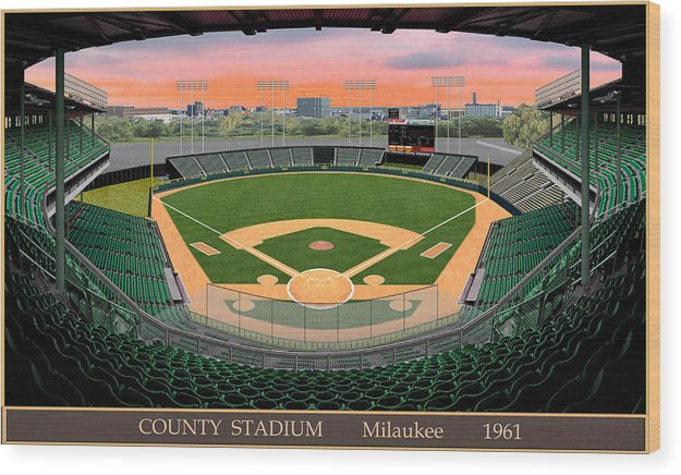 County Stadium 1961 - Wood Print – classicballpark.com