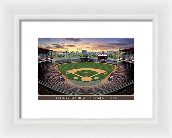 County Stadium 1982 - Framed Print – classicballpark.com