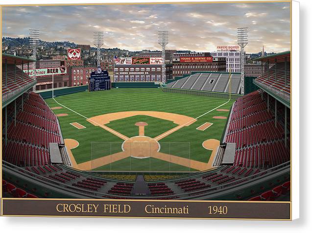 Crosley Field 1940 - Canvas Print – classicballpark.com