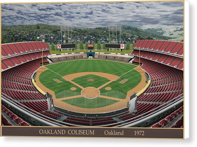 Oakland Coliseum 1972 - Canvas Print – classicballpark.com