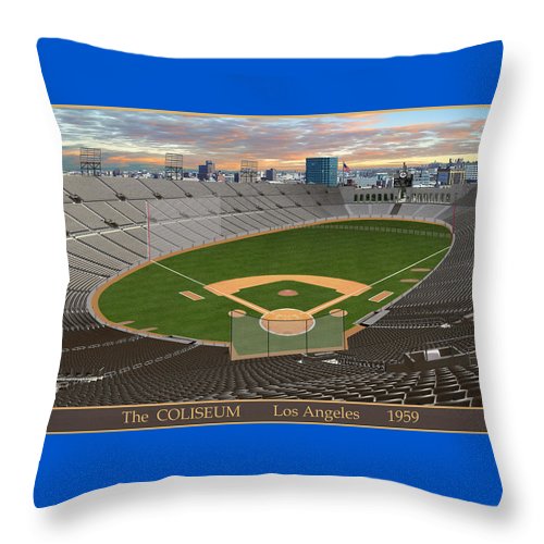 The Coliseum 1959 - Throw Pillow – classicballpark.com