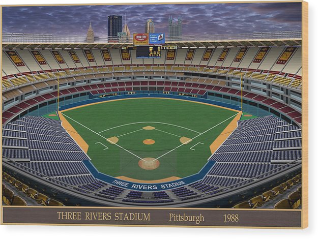 Three Rivers Stadium 1988 - Wood Print – classicballpark.com