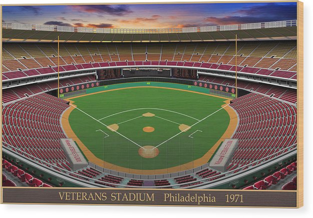 Veterans Stadium 1971 - Wood Print – classicballpark.com