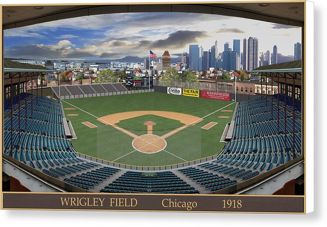 Wrigley Field 1918 - Canvas Print – classicballpark.com